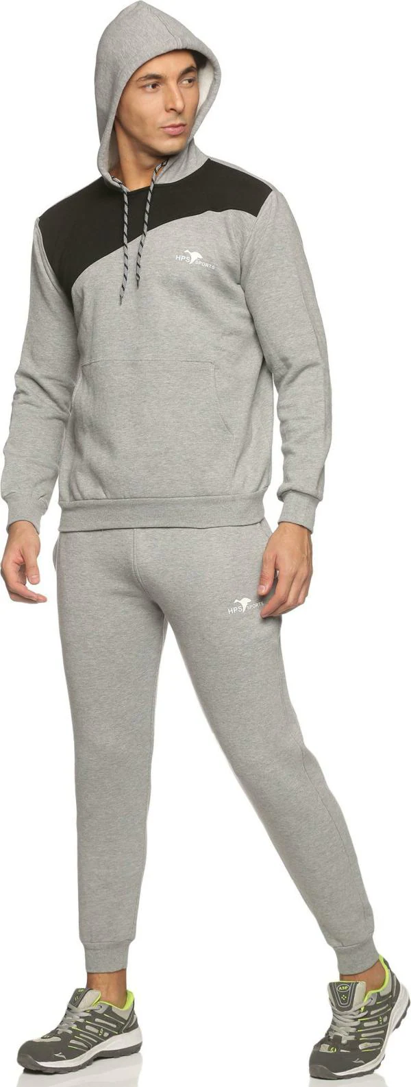 HPS Sports Men Silver Cotton Fleece Blend Solid Tracksuit (M) - JioMart