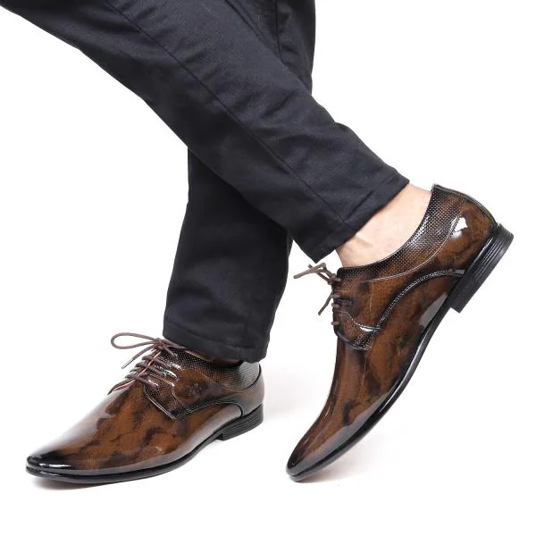 Advick Brown Formal Shoes Patent Shining Shoes Lace Up For Men - JioMart