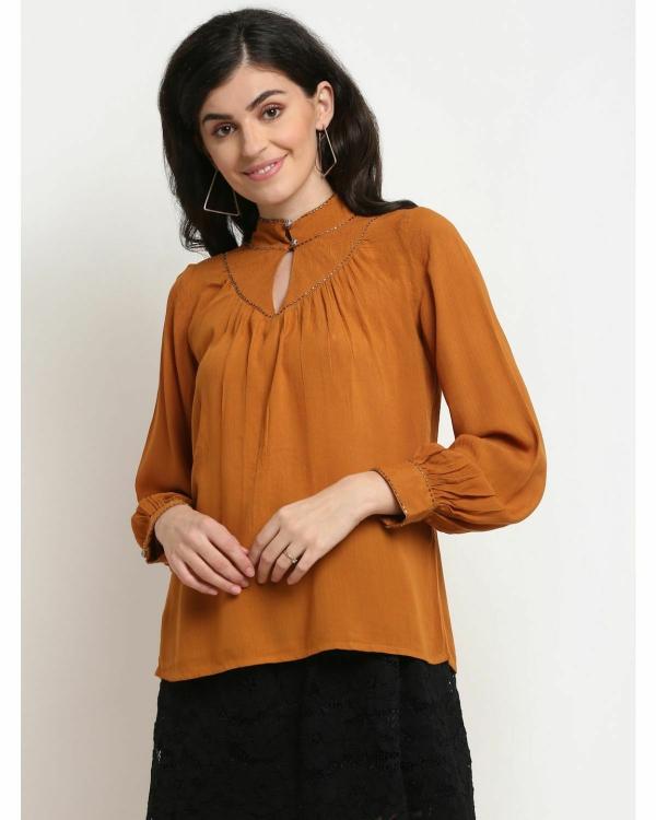 La Zoire Band Collar Top with Keyhole - JioMart