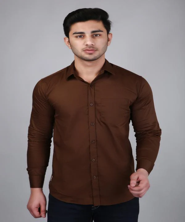 Podge Slim Fit Twill Fabric Dark Brown Color Mens Shirt - JioMart
