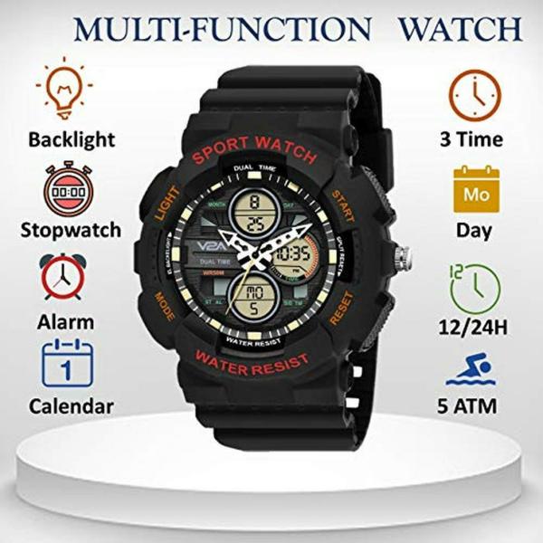 V2A Analog Digital Countdown and Auto Calendar 5ATM Waterproof Sports ...