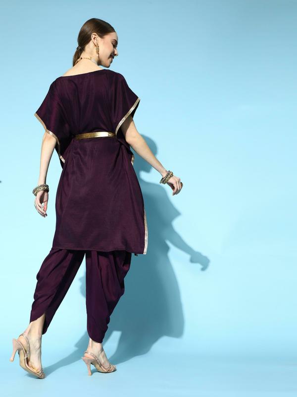 Ziyaa Women Purple Floral Kurta Dhoti Set - JioMart