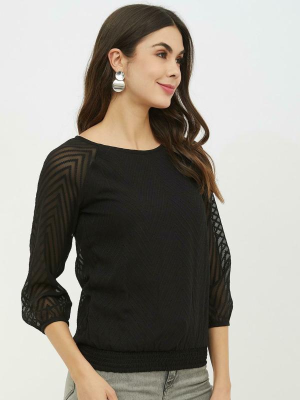 Harpa Women Black Solid Top - JioMart