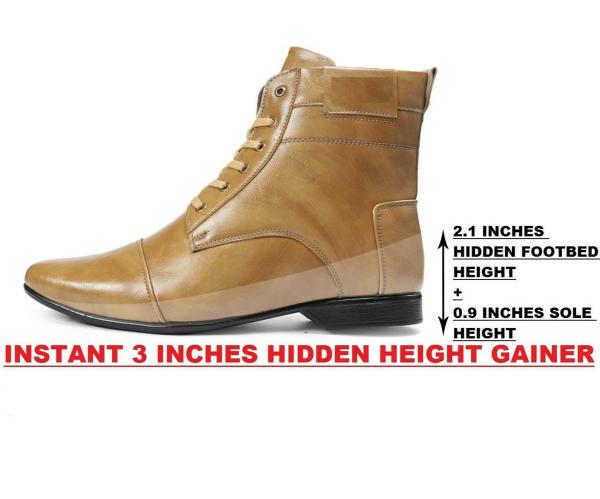 Bxxy Tan Men's 3 Inch Hidden Height Increasing Formal Lace-up Boots ...