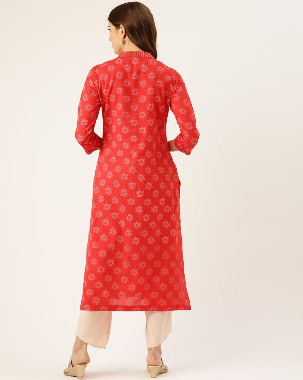 Red Front and Side Slit Kurta - JioMart