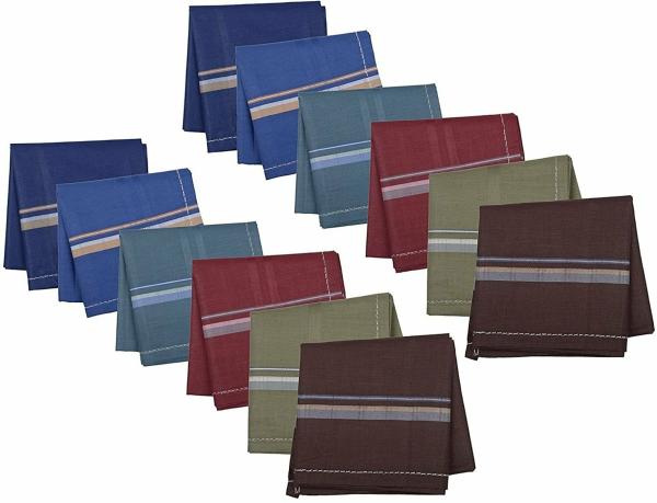 S4S 100% Cotton Pack of 12 Premium Handkerchiefs Hanky For Men, Dark ...