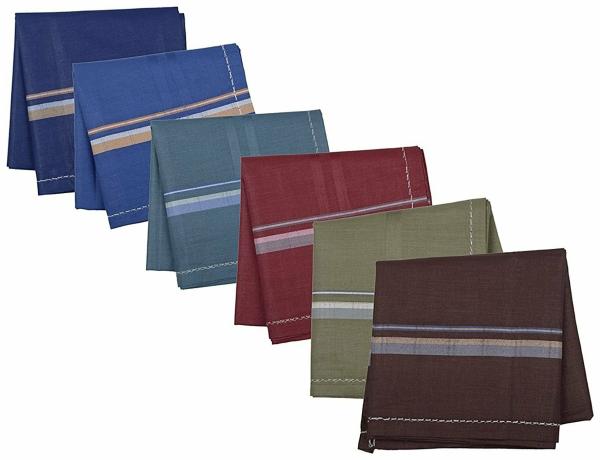 S4S 100% Cotton Pack of 12 Premium Handkerchiefs Hanky For Men, Dark ...