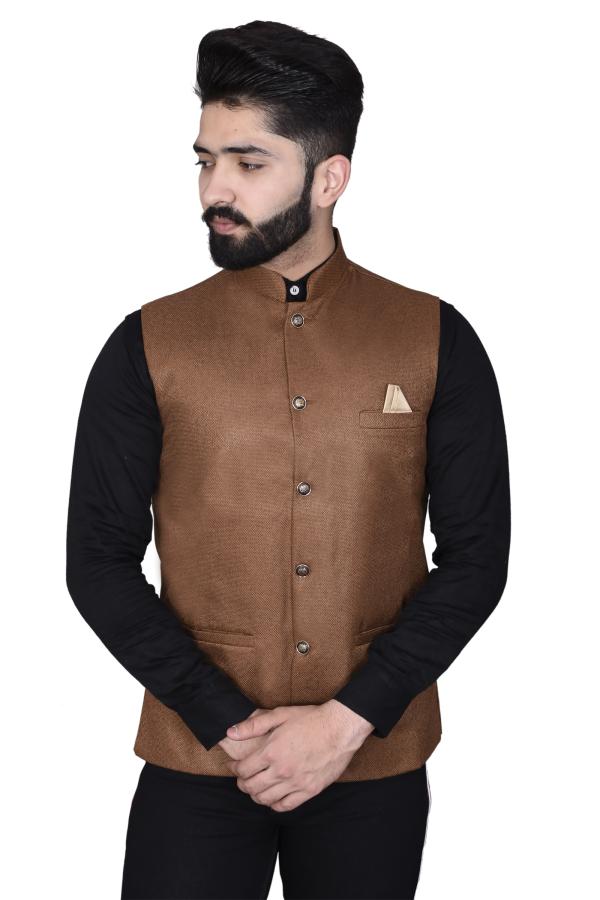 DUNDUBHI DARK BROWN NEHRU JACKETS - JioMart