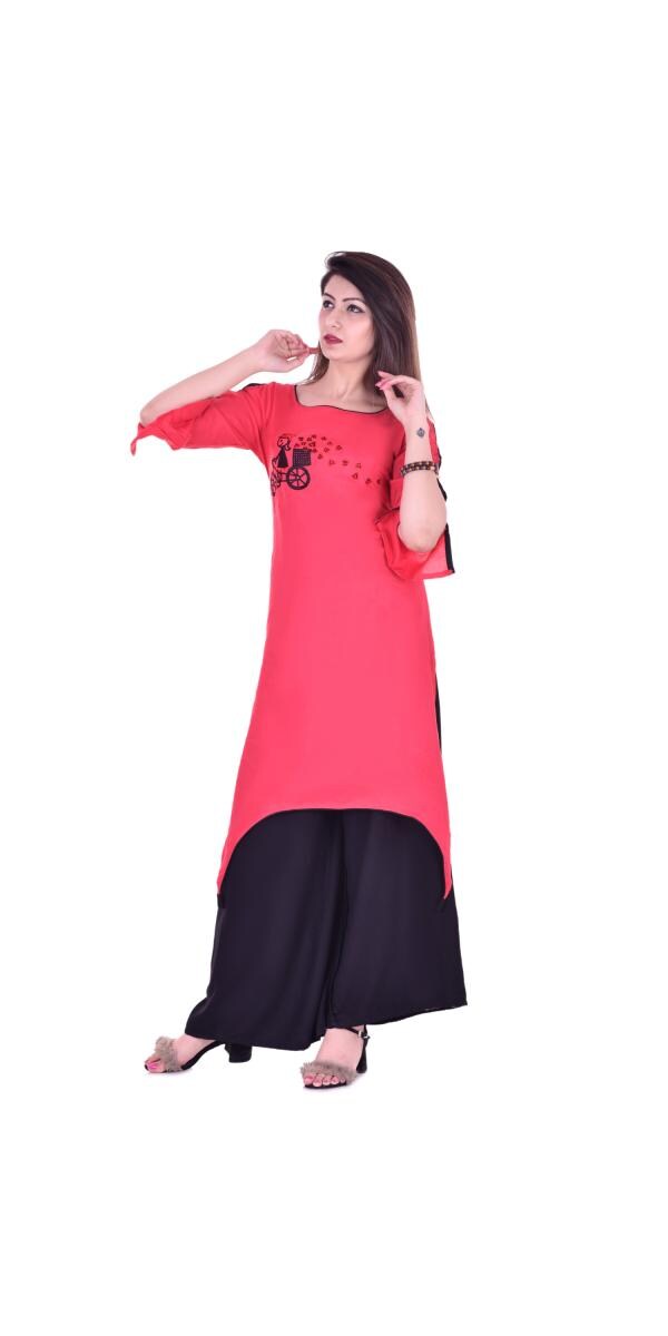 Maquien Women's Rayon Embroidered Straight Kurti - JioMart