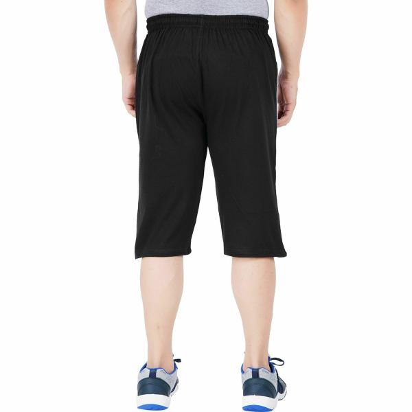 Guide Men Black Solid Pure Cotton Three Fourths Shorts (M) - JioMart