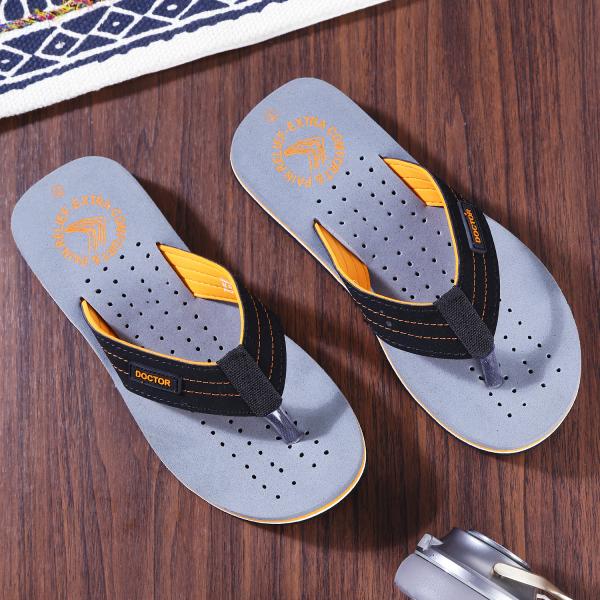 DOCTOR EXTRA SOFT Grey House Slipper for Men's Ortho Care Orthopaedic ...