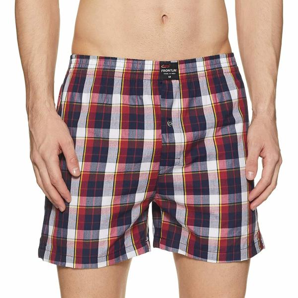 Rupa Frontline Men AssortedCheckered 100% Cotton Pack of 3 Boxers - JioMart