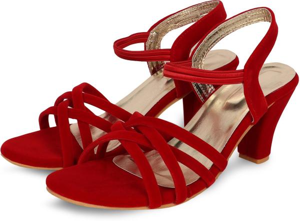 DYMO's Trendy & Comfortable Red Heel Sandals For Women - JioMart