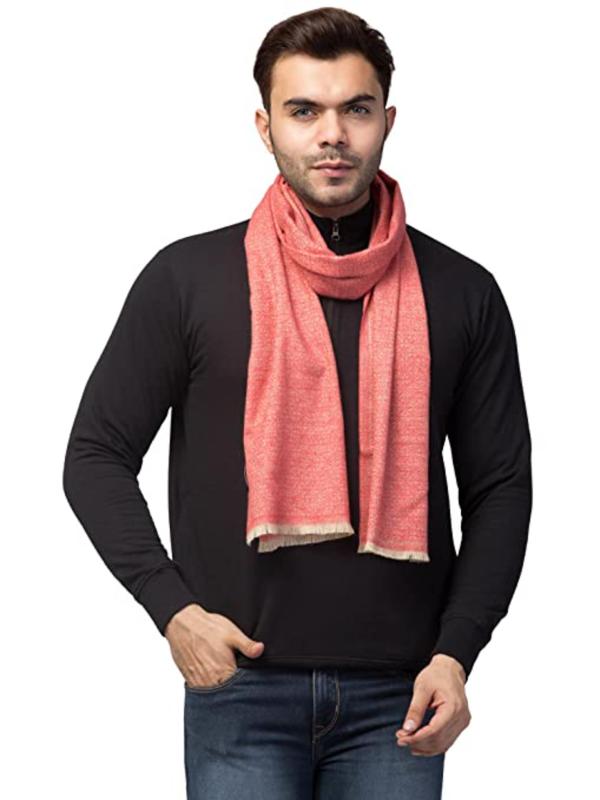 Tweedle Men Red Wool Jacquard Design Muffler For Winters 13 x 75 inches ...