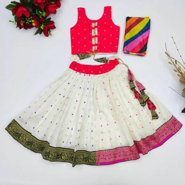 KRINTH Girls Lehenga Choli Ethnic Wear Embroidered Lehenga, Choli and ...