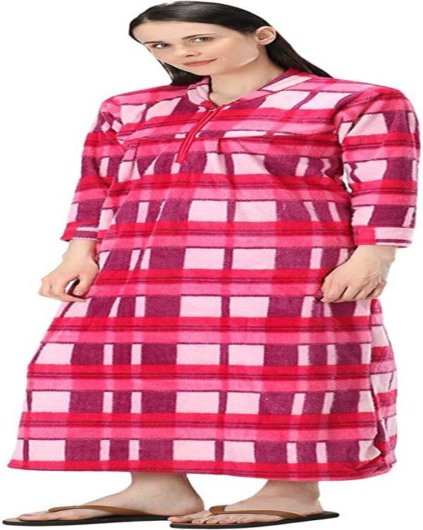 Roscato PINK Winter's Fleece Woolen NightGown/Nighty For Womens. - JioMart