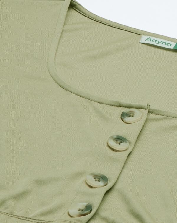 Olive Front Button Crop Top - JioMart