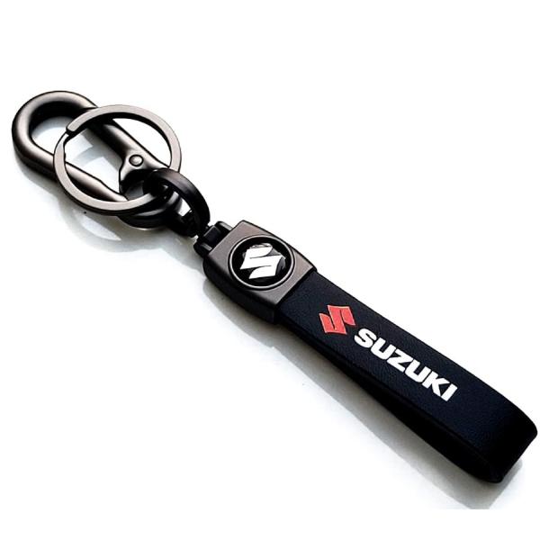 MorningVale Leather Key Ring for Men/Women with Car Logo Suzuki, Black ...