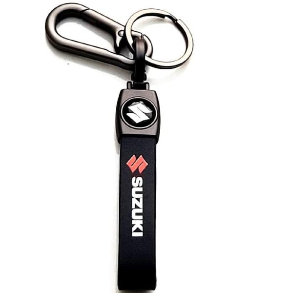 MorningVale Leather Key Ring for Men/Women with Car Logo Suzuki, Black ...