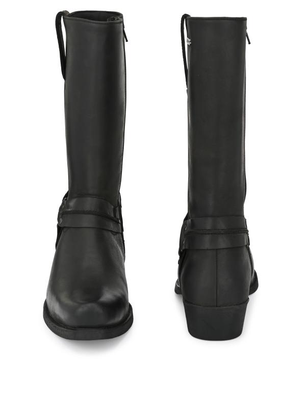 Delize Matt black men’s calf length leather riding boots - JioMart