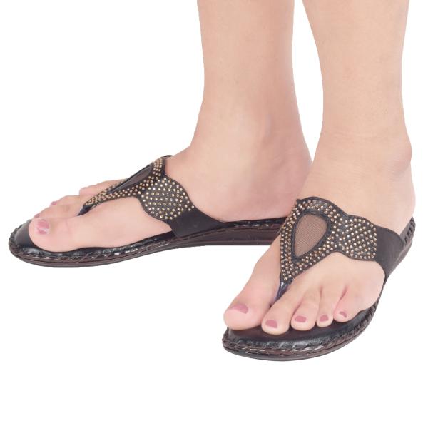 XE Looks Black Stylish Studded Trendy Comfortable Soft Slippers For ...