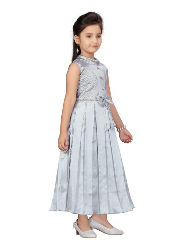 Aarika Girls Grey Colour Silk Frock - JioMart