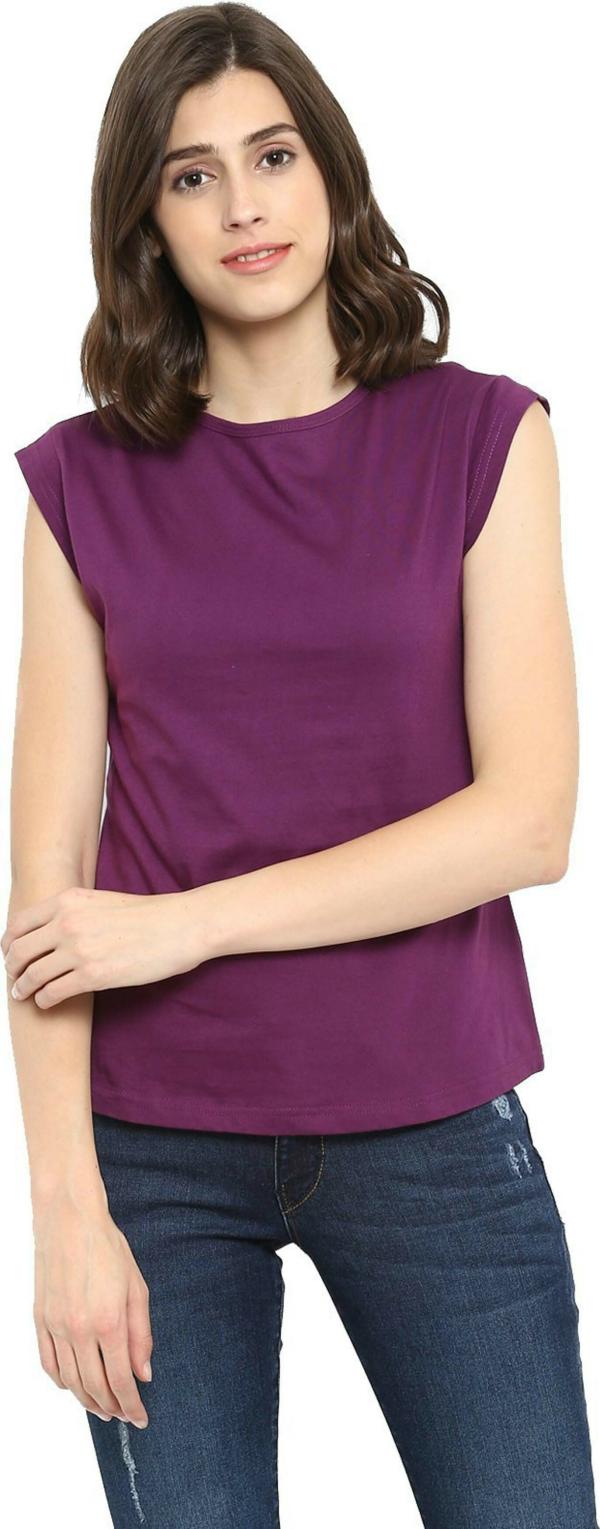 Ap'pulse Women Black Solid Pure Cotton T-Shirts - JioMart