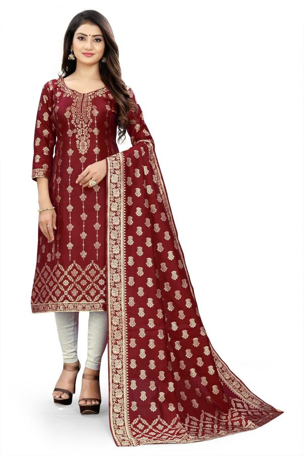 HYPHORIA Women Maroon Woven Design Poly Silk Unstitched Kurta ...