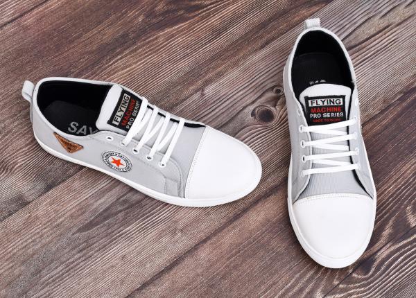 RECAN Men's Grey Canvas Casual Lace-Up Sneakers - JioMart