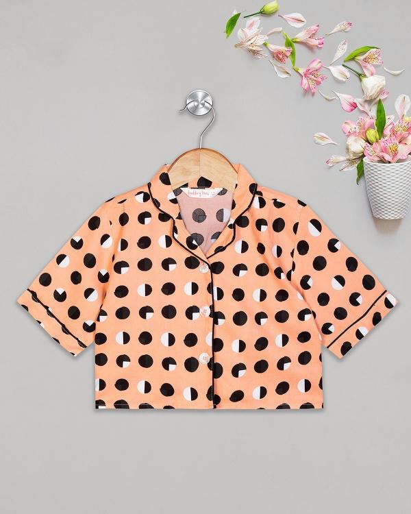 Budding Bees Girls Black Polka NightsuitPeach - JioMart