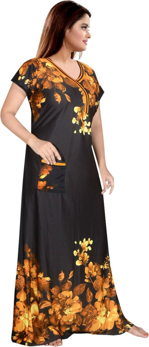 Pursa Gold Sarina Floral Nighty, Free Size (Pack of 1) - JioMart