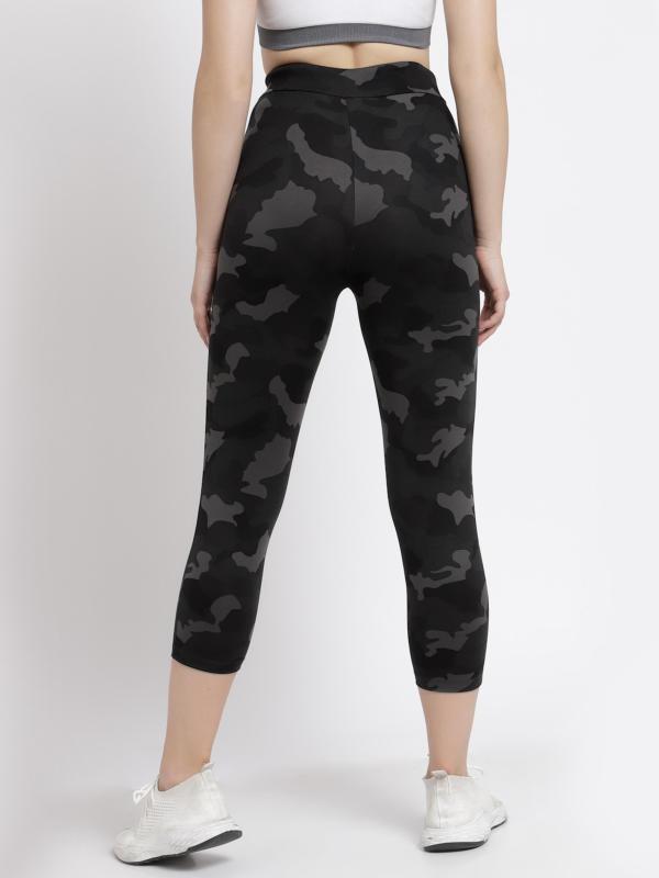 PureKnots Women's Black Poly Lycra 3/4th High Waist Training Tights ...