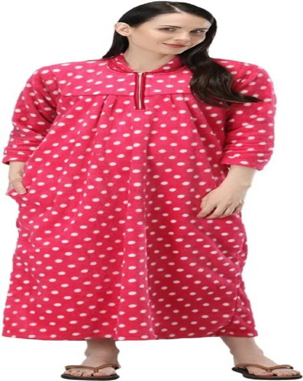 Winter Soft Fleece Fabric Nightie Pink For Women - JioMart