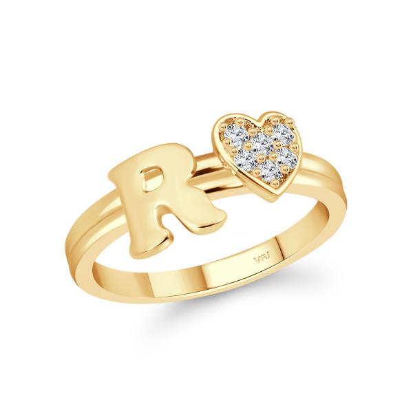 Vighnaharta cz alloy Gold plated Valentine collection Initial '' R ...