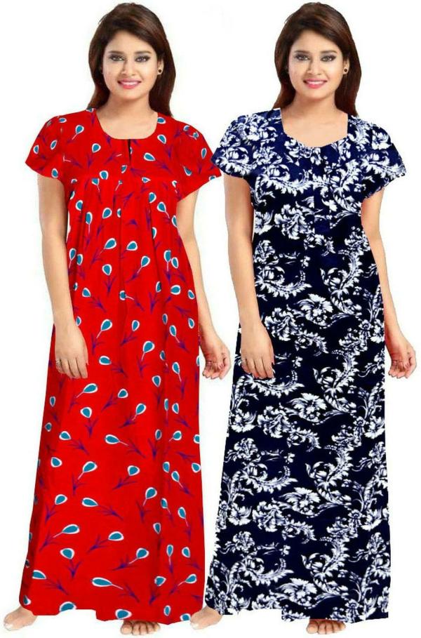 Mudrika Women Multicolor Floral Pure Cotton Pack of 2 Nighty - JioMart
