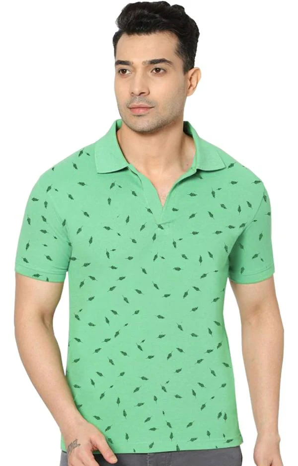 Tee Town Cotton Polo Neck Tshirt for mens Green Patti - JioMart