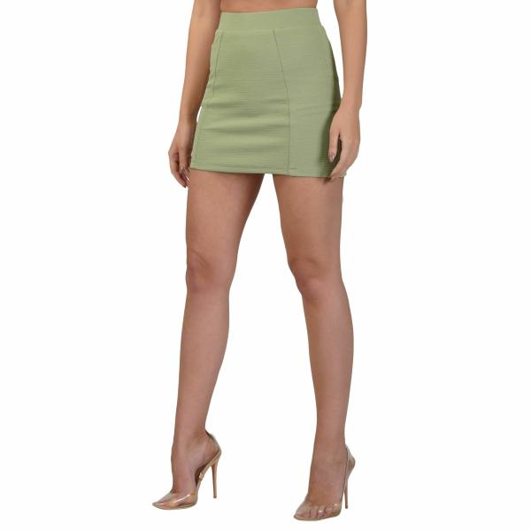 CHERI Women Polyester Slim Fit Pista Green Mini Skirt Green - JioMart