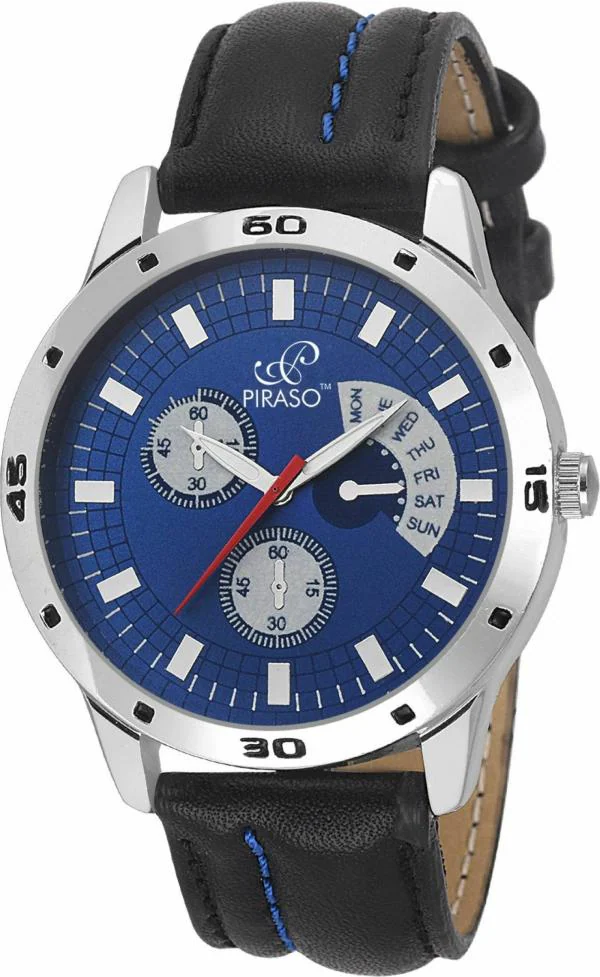 PIRASO Decker Analog Blue Dial Black Strap Watch for Men - JioMart