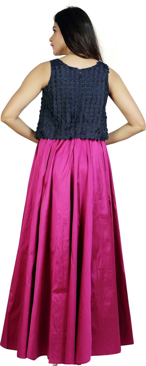 KIYA Women Blue Solid Polyester Gown (XL) - JioMart