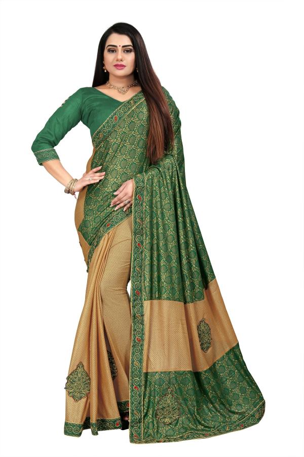 N V Patel Women Green Embroidered Silk Blend Bollywood Saree - JioMart