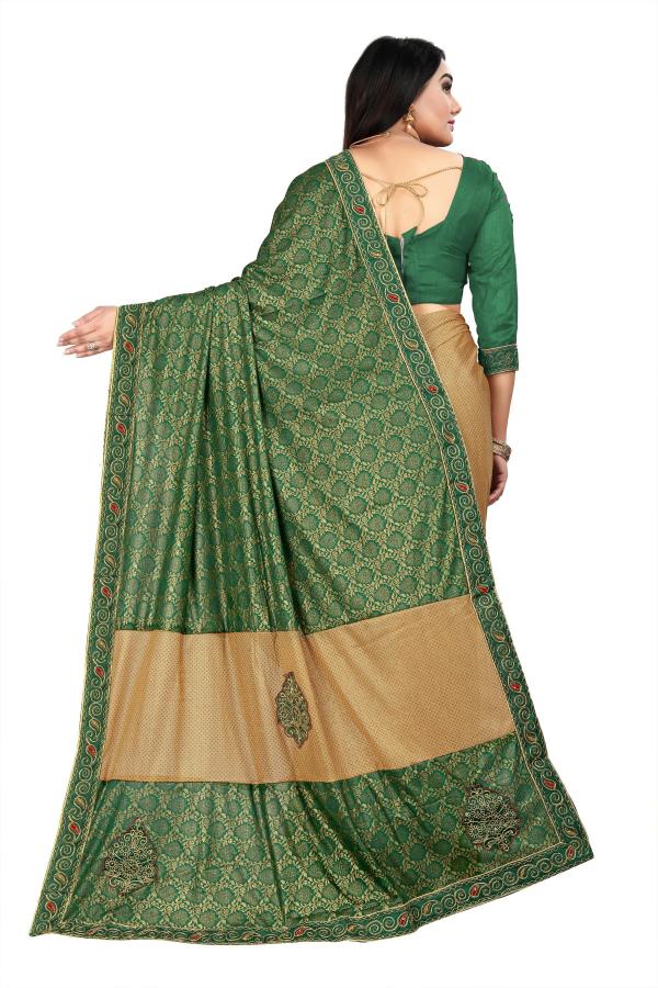 N V Patel Women Green Embroidered Silk Blend Bollywood Saree - JioMart
