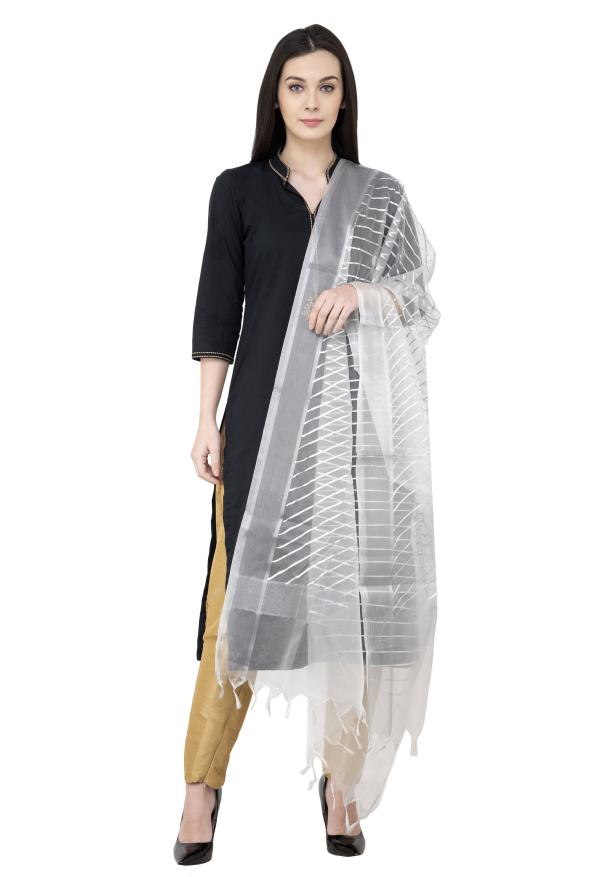 A R Silk Silver Leheriya Fancy Dupatta White Color Dupatta/Chunni - JioMart
