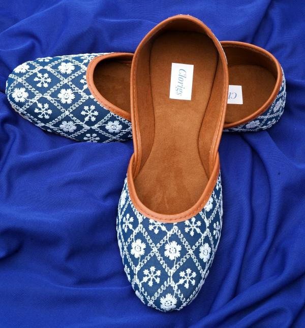 Clorigs Clorigs Chiken Work jutti For Women Jutis For Women (Blue) - JioMart