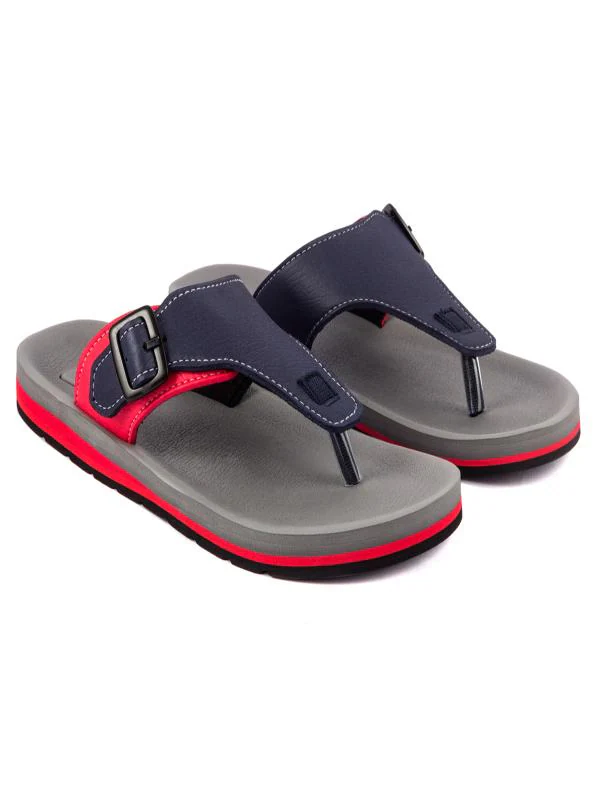 ADDA Men Grey & Red Thong Flip-Flops - JioMart