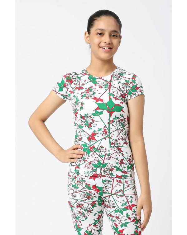 SINI MINI Round Neck With Half Sleeve BGreen Girls Casual Pack of 1 Top ...