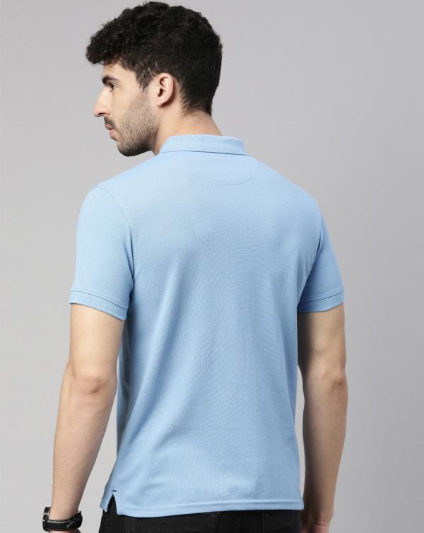 Joven Men's Light Blue Solid 100% Cotton Polo T-shirt - JioMart