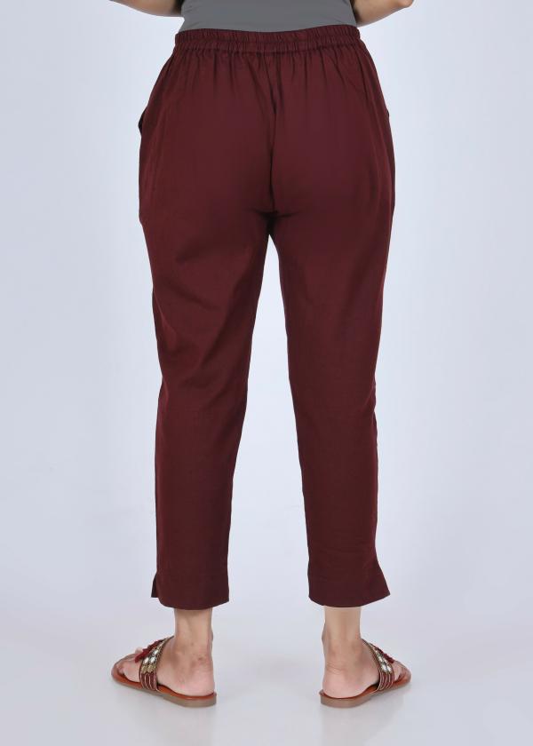 FNJ Plain Casual Trouser (Wine) - JioMart