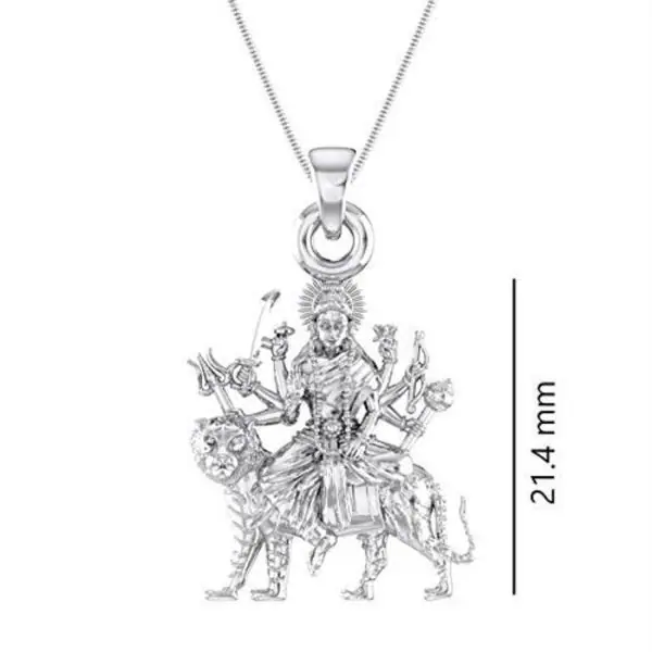 Akshat Sapphire Pure Silver Goddess Durga Maa Pendant With Chain ...