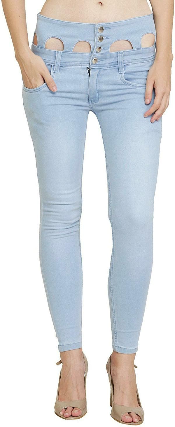 Nifty Women Light Blue Solid Denim Jeans - JioMart