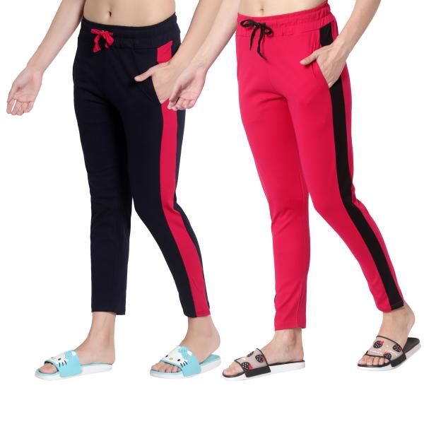 Diaz Women Regular Fit Cotton Plain Comfortable Track Pant (Pack of 2 ...